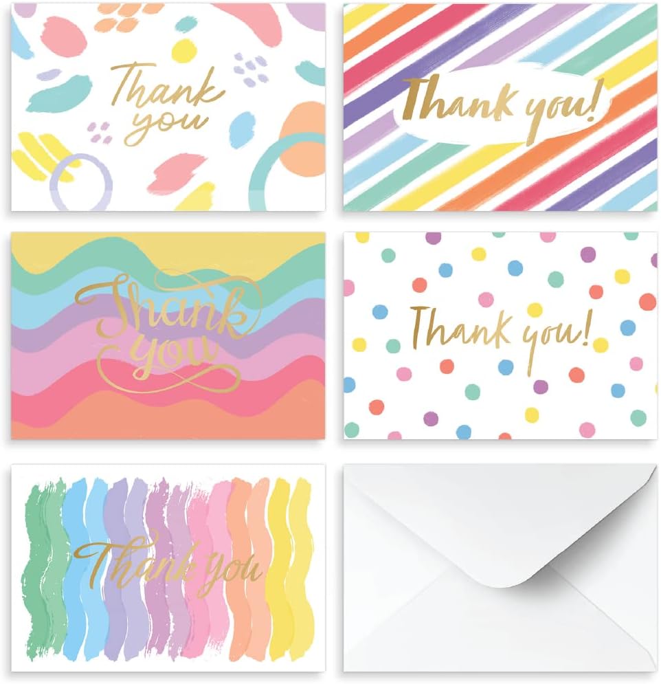 Rileys & Co Thank You Cards with Envelopes | 50-Count, Gold Foil ...