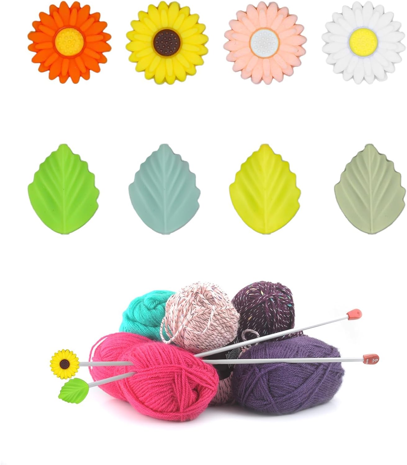 Amazon.com: NQEUEPN 8pcs Silicone Knitting Needle Stoppers, Colorful ...