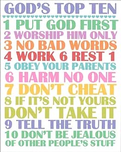 Amazon.com: God's Top Ten for Kids Ten Commandments Bible Verse ...