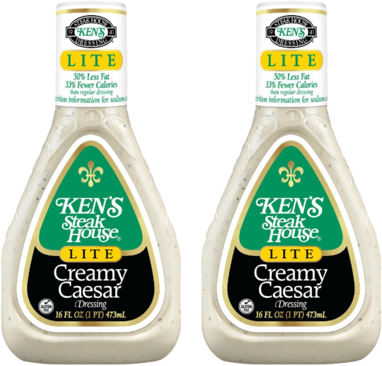 Ken's Steakhouse LITE Creamy Caesar Dressing (Pack of 2) 16 oz Bottles ...
