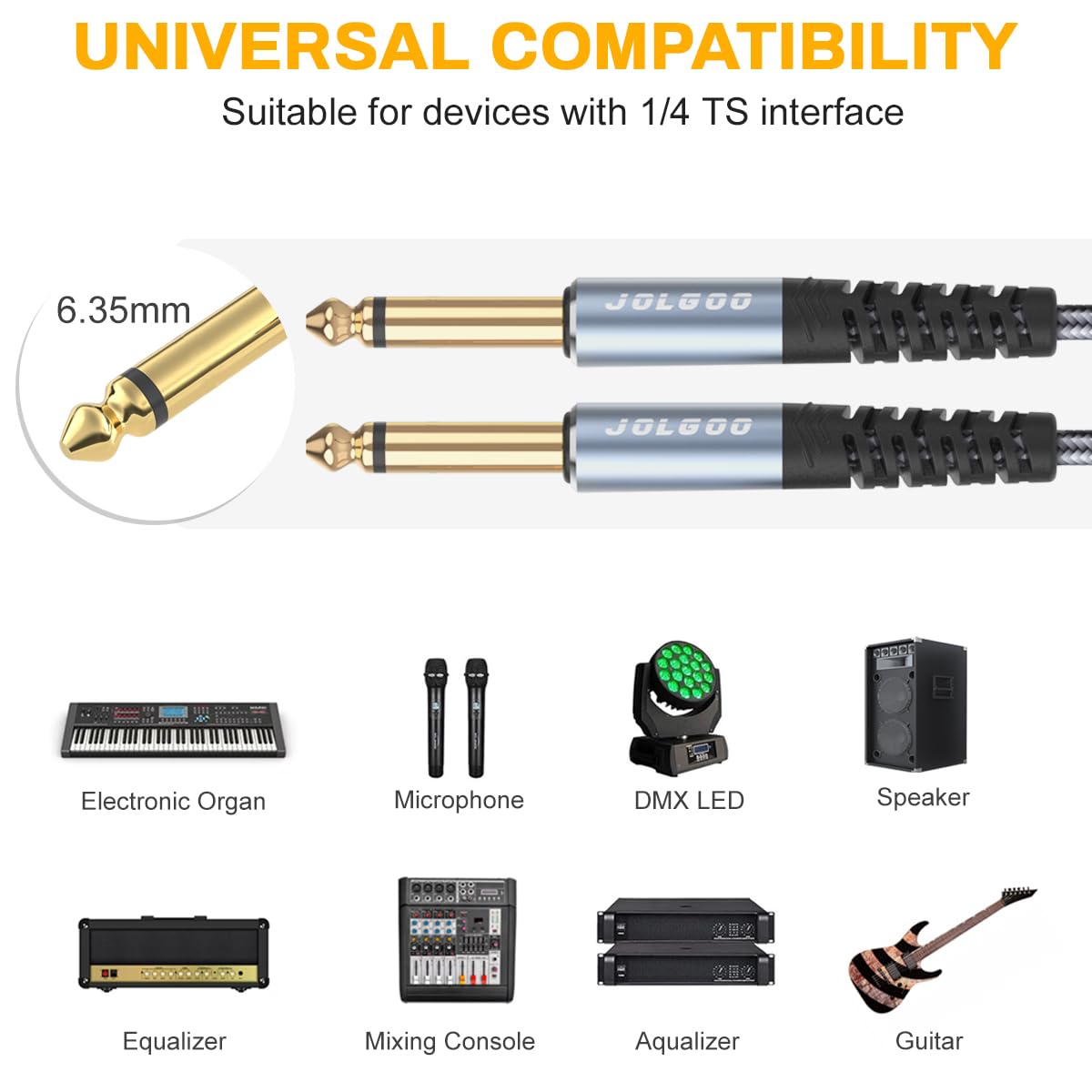 Snapklik.com : 1/4 Inch Guitar Instrument Cable 20 FT 2-Pack, 1/4 Inch ...