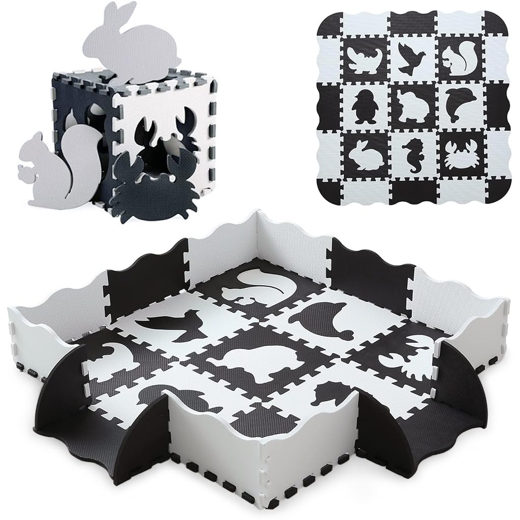 Buy SNOWIE SOFT® Baby Play Puzzle Mats Black and White Sensory Foam ...