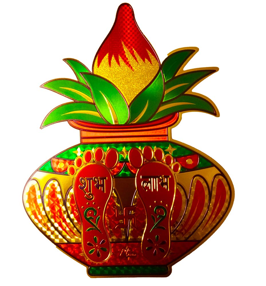 Buy DMS RETAIL Multicolor Kalash Shubh Labh Laxmi Feet Swastik Rangoli ...