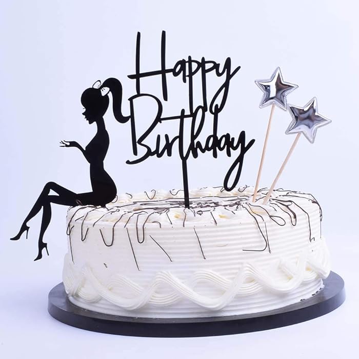 Buy YUINYO Elegant lady Happy Birthday Cake Topper Queen Birthday Cake ...