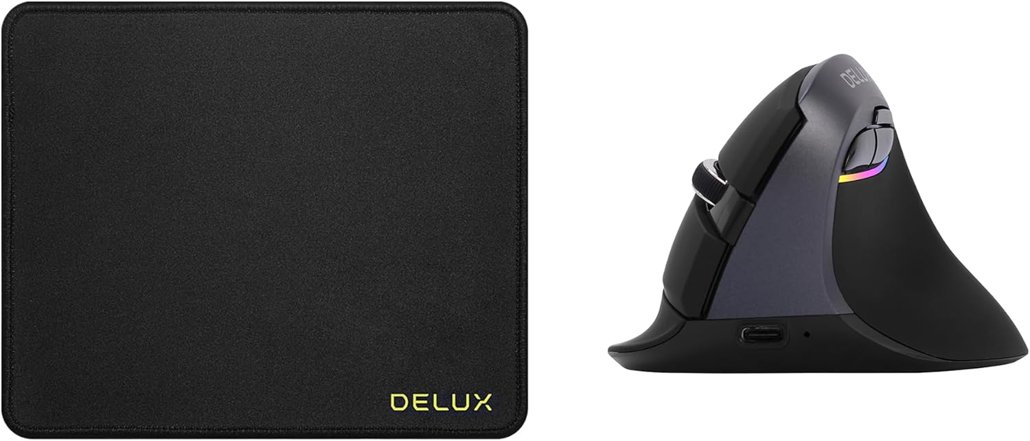 Amazon.com: DeLUX Wireless Ergonomic Mouse M618mini-Gray and Mouse Pad ...