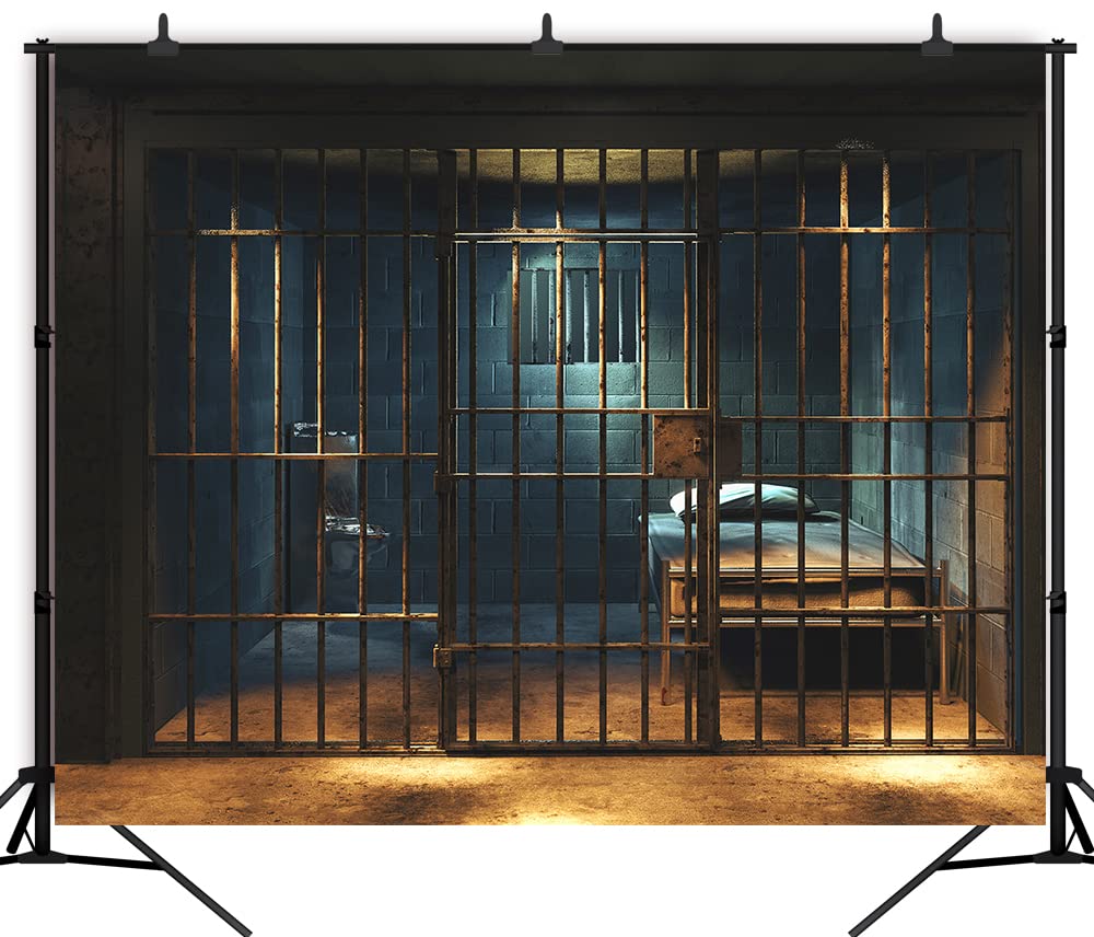 Buy DePhoto Prison Backdrop Fabric Jail Cell Backdrop Forbidden Room ...