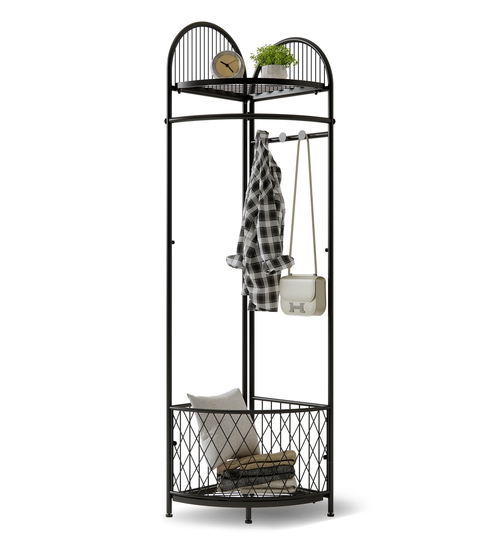 Amazon.com: XIV Corner Hall Tree, Corner Coat Rack with Storage, Metal ...