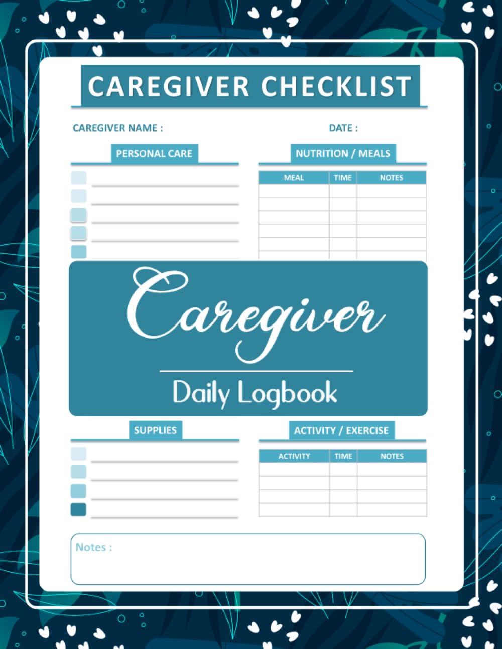 Caregiver Daily Log book: Record Elderly Journal Sheets Seniors ...