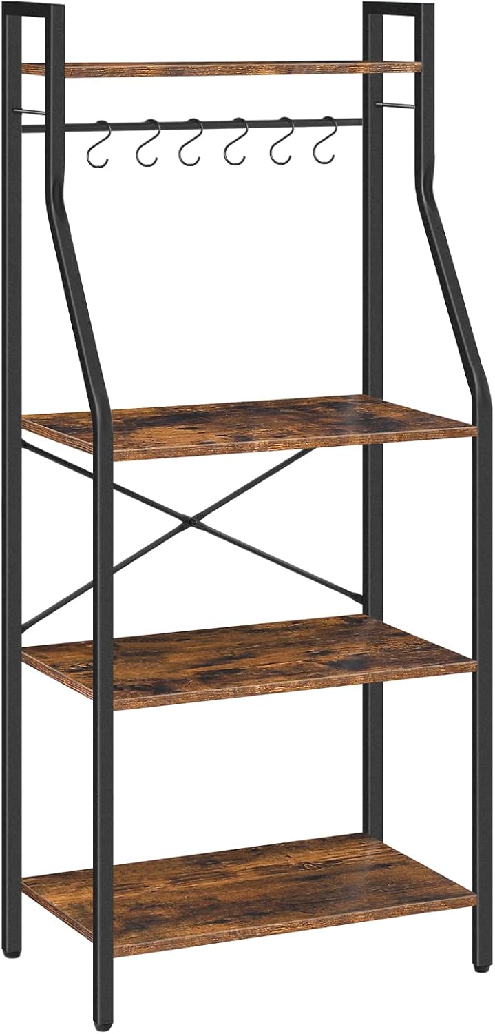 Amazon.com: MAHANCRIS Bakers Rack, 4 Tier Microwave Stand, Coffee Bar ...