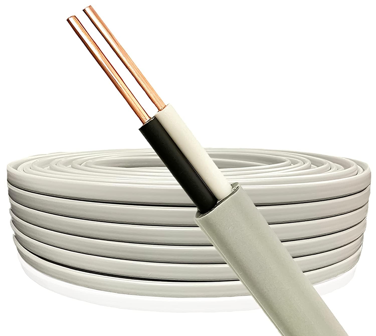 Amazon.co.jp: VVFケーブル 2.6mm-2芯 灰色 100m 600Vケーブル PSEマーク付 ビニル絶縁ビニルシース平形ケーブル 屋内配線 VVF電線 2.6㎟ 2C VVF ...