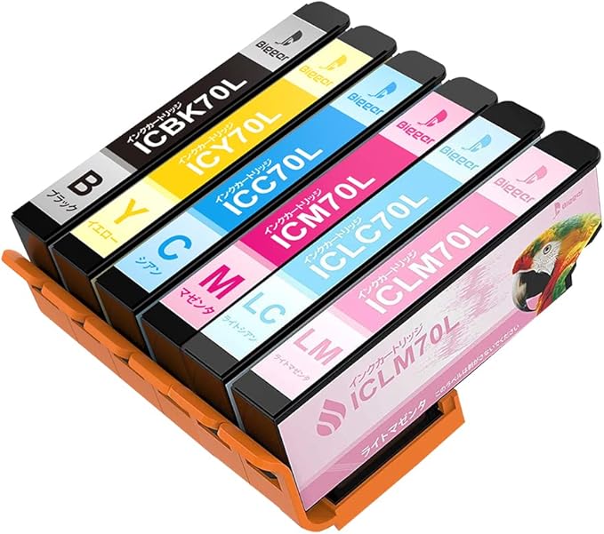 Amazon.co.jp: EPSON（エプソン） IC6CL70L 大容量 【BK/C/M/Y/LC/LM 】 6色 6本 マルチ パック ICチップ残量表示検知機能付き BIGGER製 ...