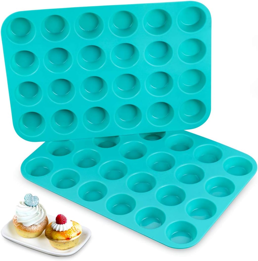 Amazon.com: CAKETIME Mini Muffin Pan 24 Mini Cupcake Pans Silicone ...