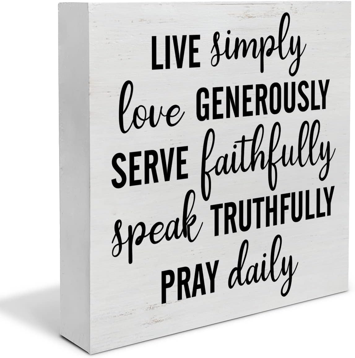 Amazon.com: Pray Wood Box Sign Decor Desk Sign Live Simply Love ...