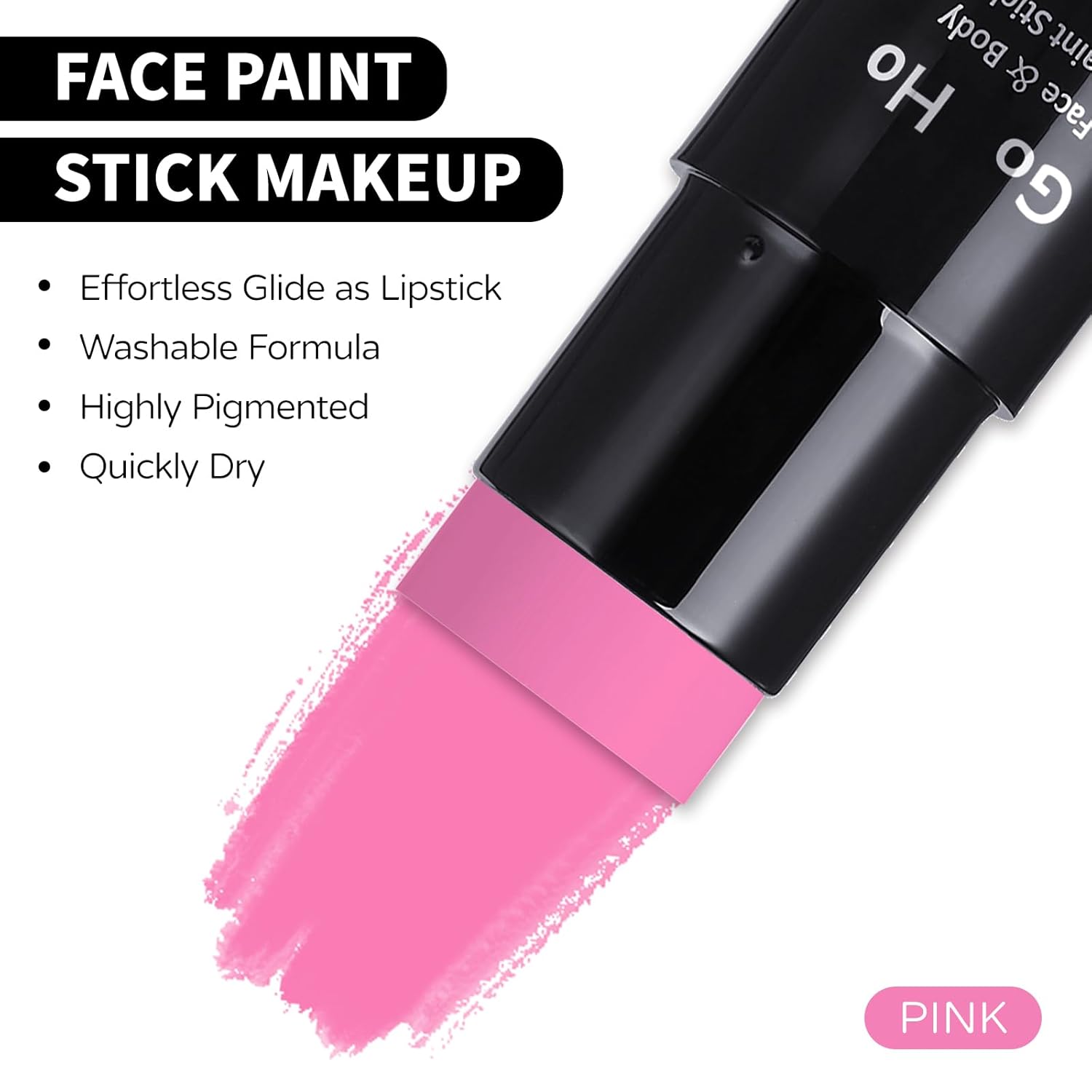 Go Ho Pintura facial rosa intensa, a base de agua, lavable, color rosa ...