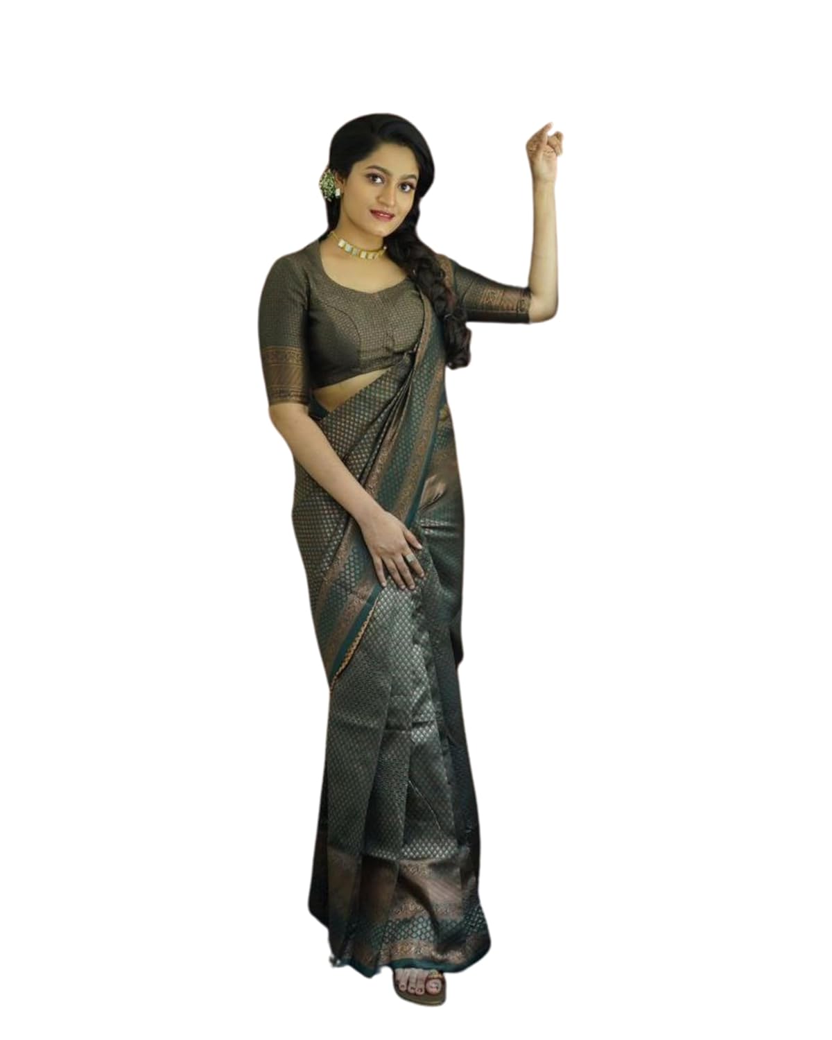 Buy Glorious kanchipuram Raw silk saree With Contrast Blouse silk saree ...