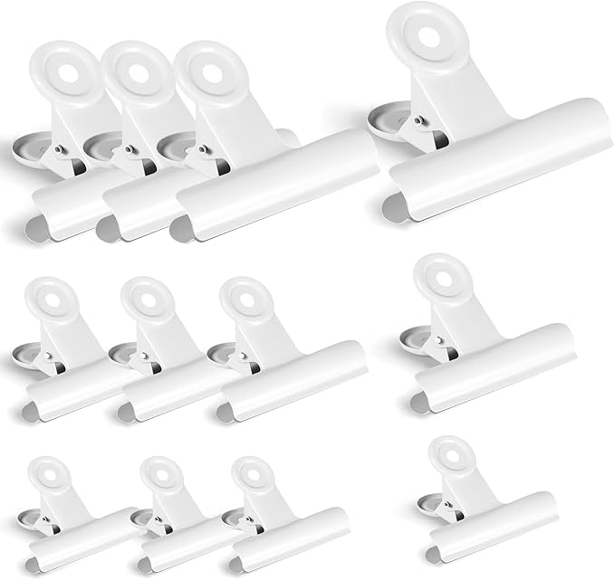 Amazon.com : 12 Pack White Bull Hinge Clips 2inch 2.5inch 3inch Metal ...