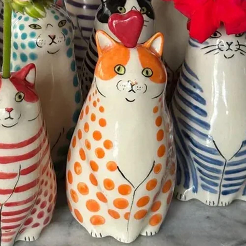 Amazon.com: Polka Dot Cat Vase - Cat Lover Gift, Flower Vase, Vase ...