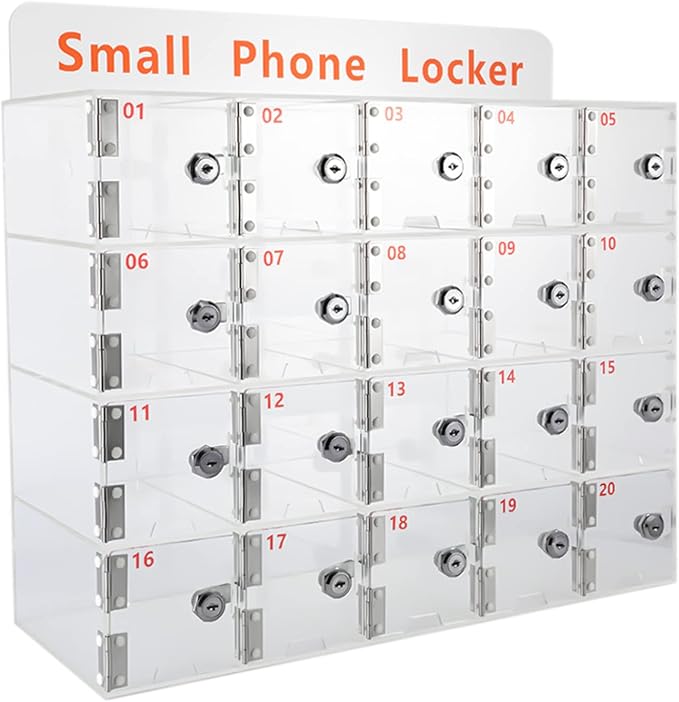 Amazon.com: Clear Cell Phone Lockers 20 Slots Cell Phone Storage Box ...