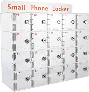 Acrylic Mobile Device Locker with Lock - Transparent Storage Cabinet ...