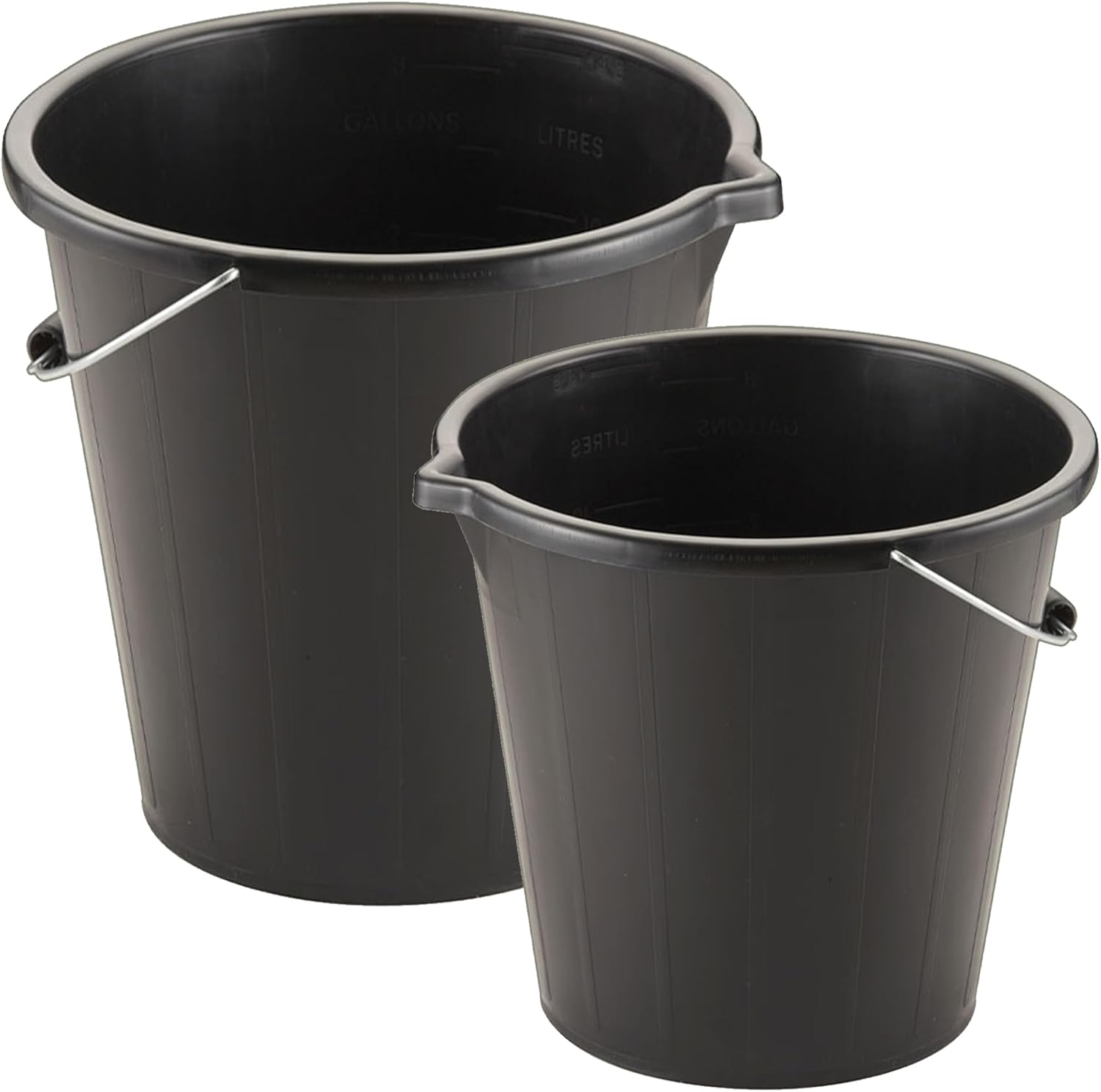 Black 14 Litre Plastic Bucket 3 Gallon Water Storage Cement Mixing ...