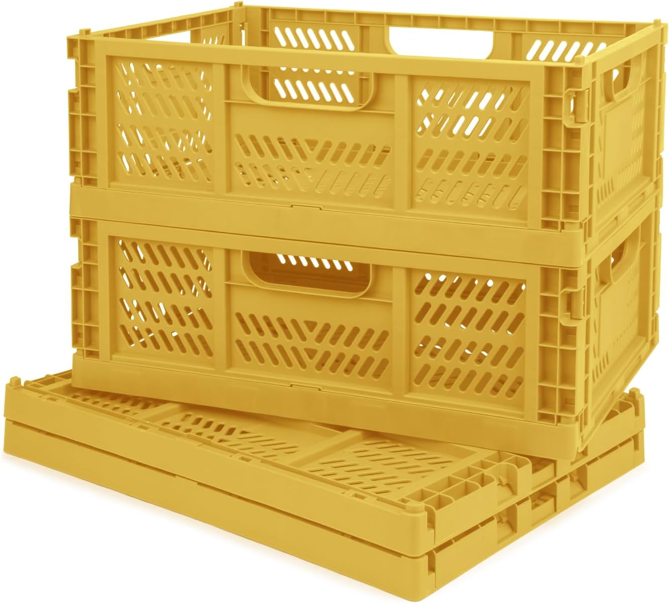 Amazon.com : Domiella 4-Pack Stackable Plastic Storage Crates, 16x12x6 ...