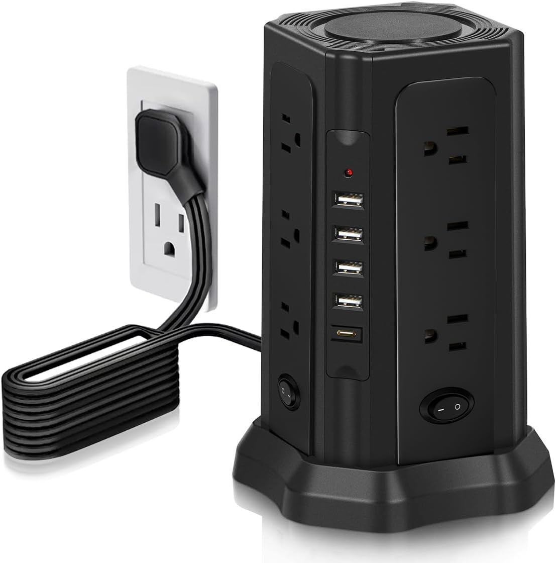 SMALLRT Regleta De Alimentación contra Sobretensiones 9.8Ft / 3M 4 Puertos USB Regleta De 12 ...