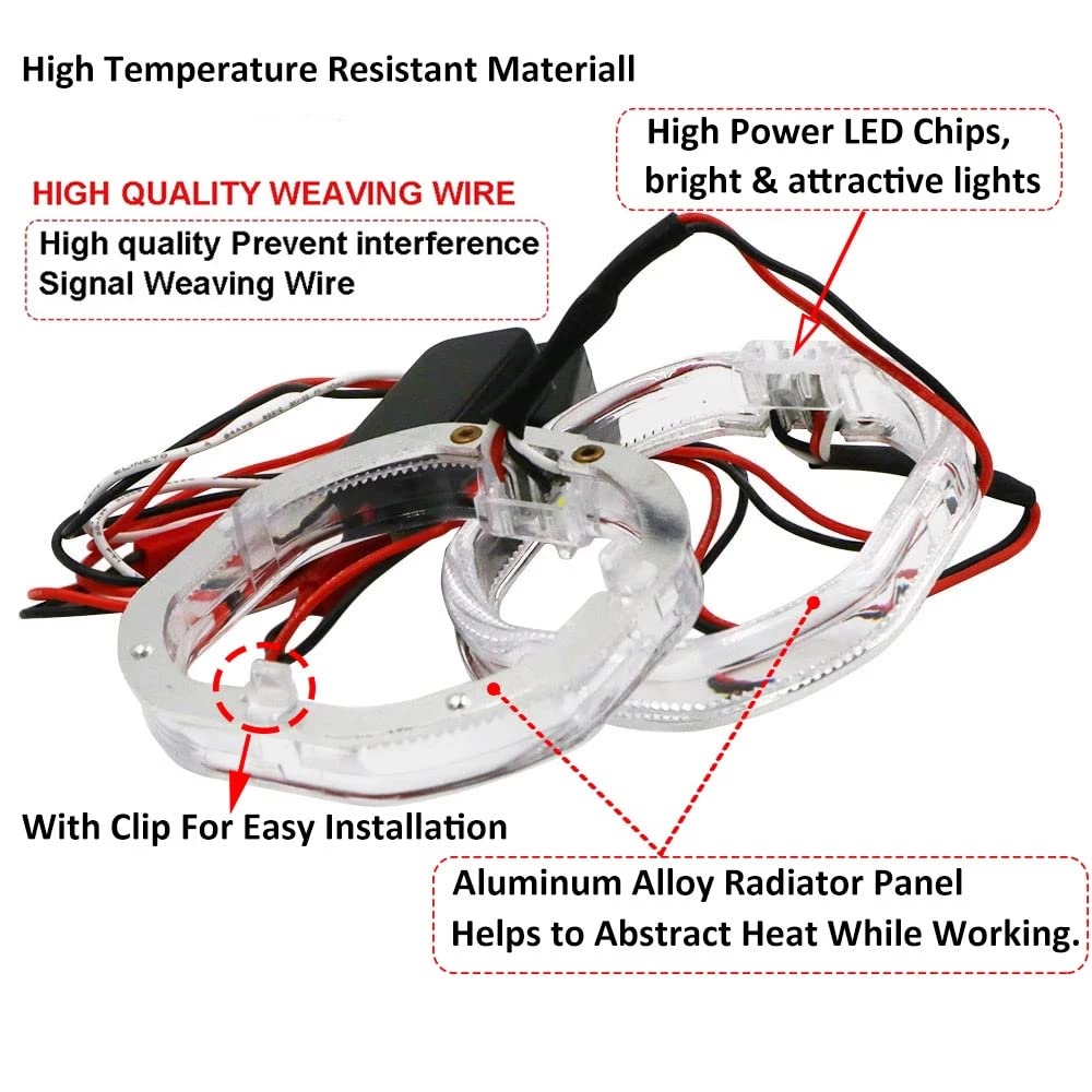 Snapklik.com : YSY 2pcs 76mm Square Shape Angel Eyes Kit Light Guide ...