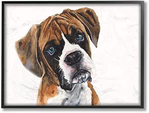 Amazon.com: Stupell Industries Blue Eye Boxer Dog Pet Animal Watercolor ...