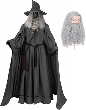 Amazon.com: Gandalf Costume for Adult Men - Gray Cloak, Lord of Rings Wizard Robe with Beard ...