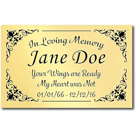 Amazon.com: Elegant Engraved Brass Plaque, Memorial Name Plate, Gold ...