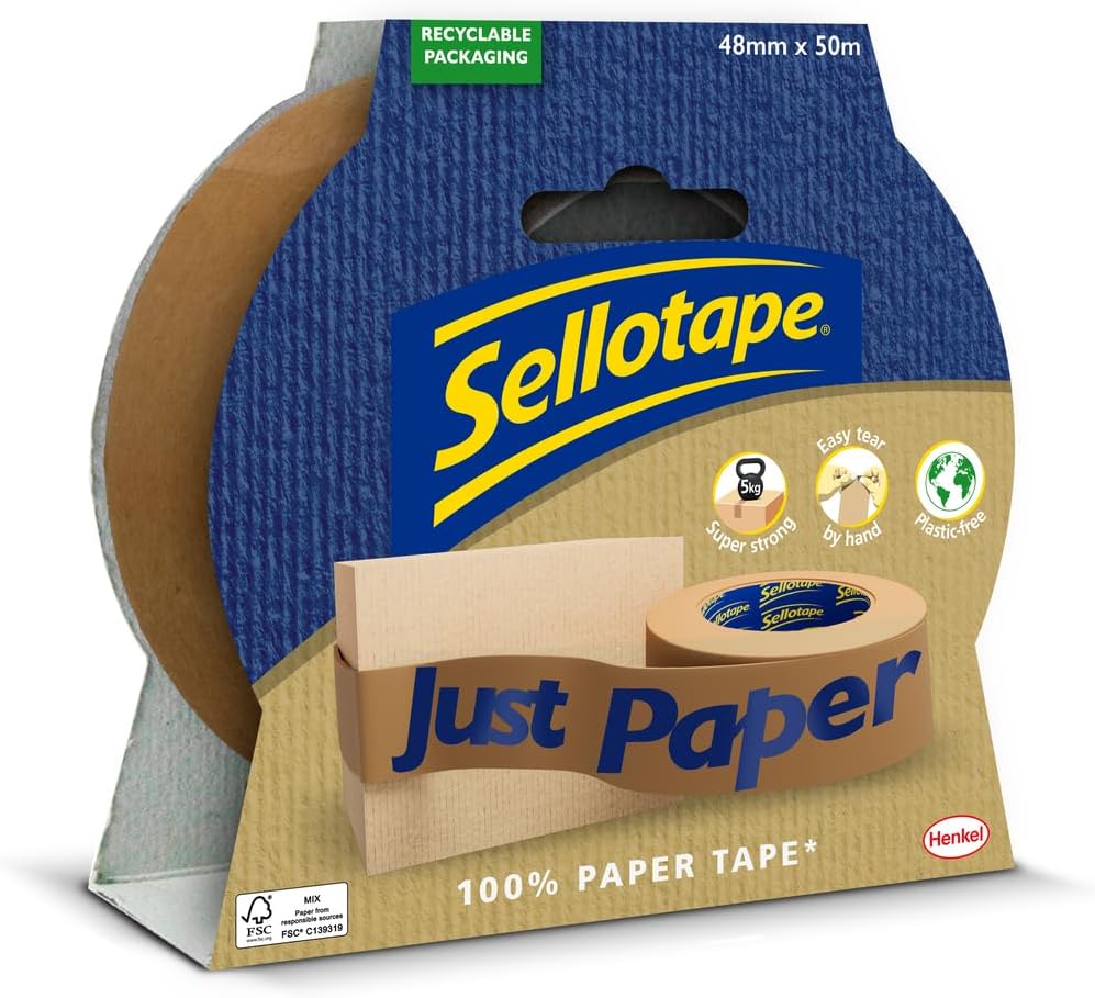 Sellotape Paper Tape - Plastic Free Tape, Tearable for Easy Use, 100% ...