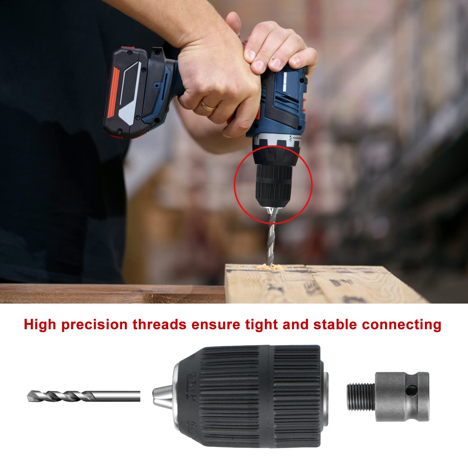 Keyless Hand Drill Chuck Quick Change Conversion Adapter, 44% OFF