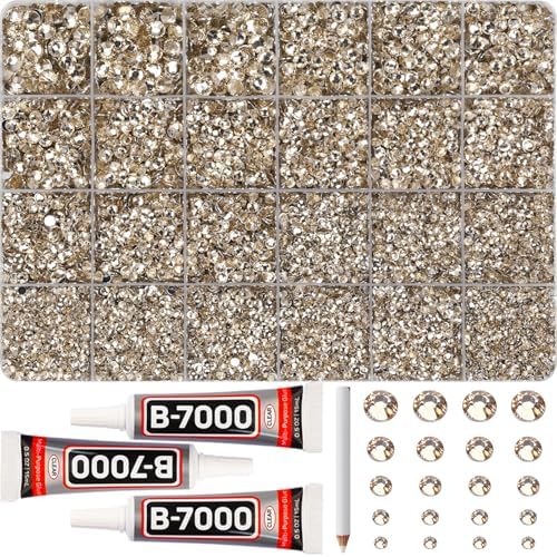 Amazon.com: 31000Pcs Champagne Resin Rhinestones Bedazzling, 2-6mm ...