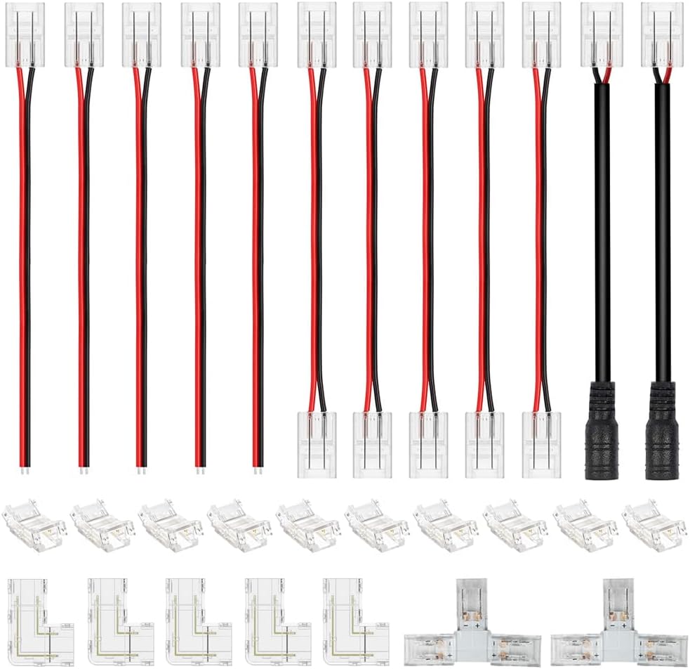 Fntek COB LED Strip Connectors Kit - Gapless, Jumper, Pigtail, DC ...