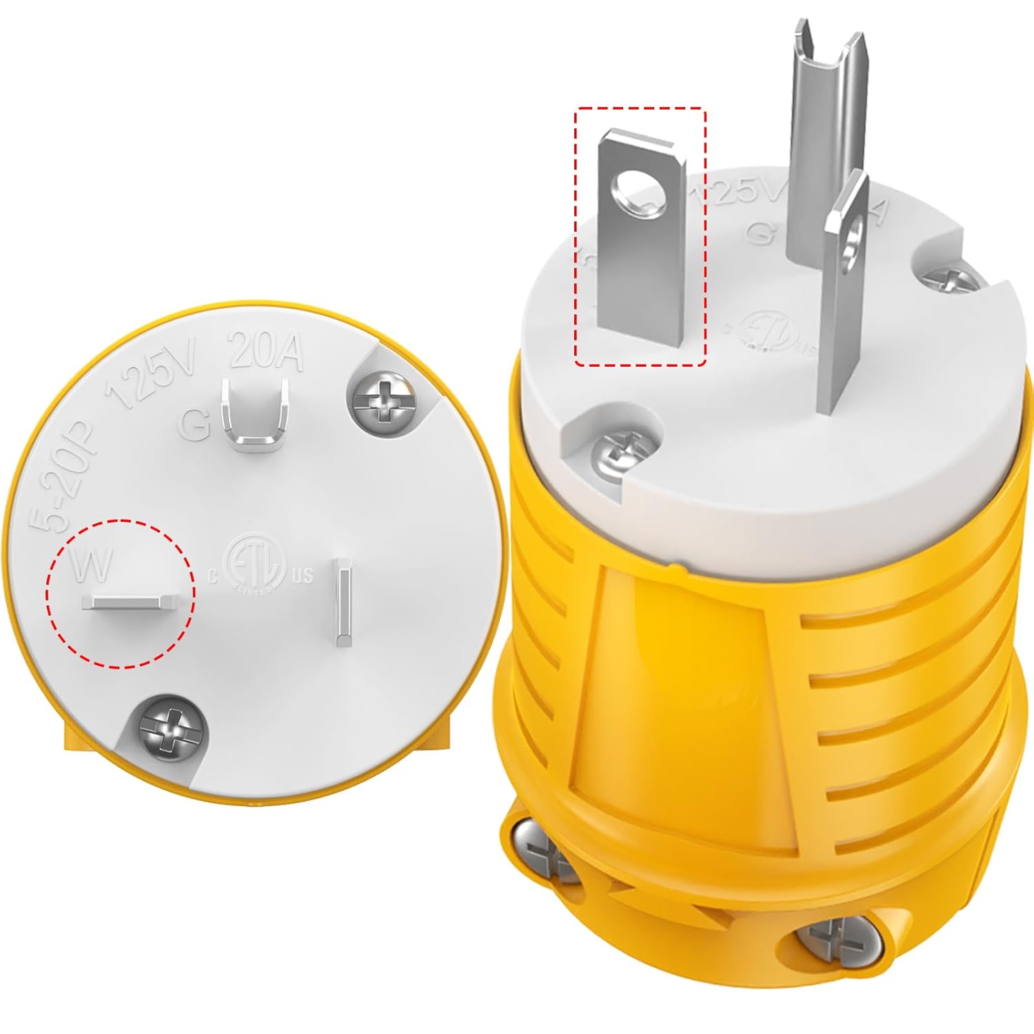 20 Amp 110V Plugs Male Electrical Plugs Drop Cord Extension Cord Ends ...