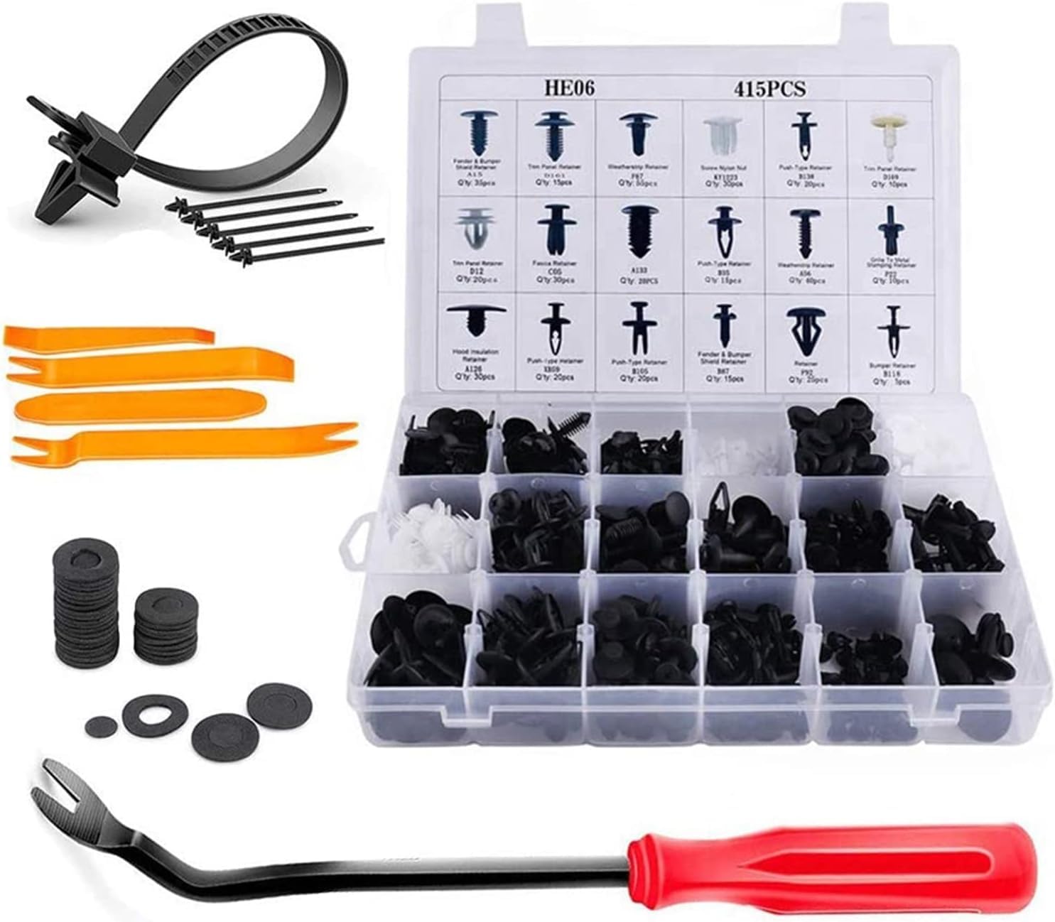 447 Grapas Automotrices,Car Clips de Retenedores de Sujeción,18 Tamaños ...