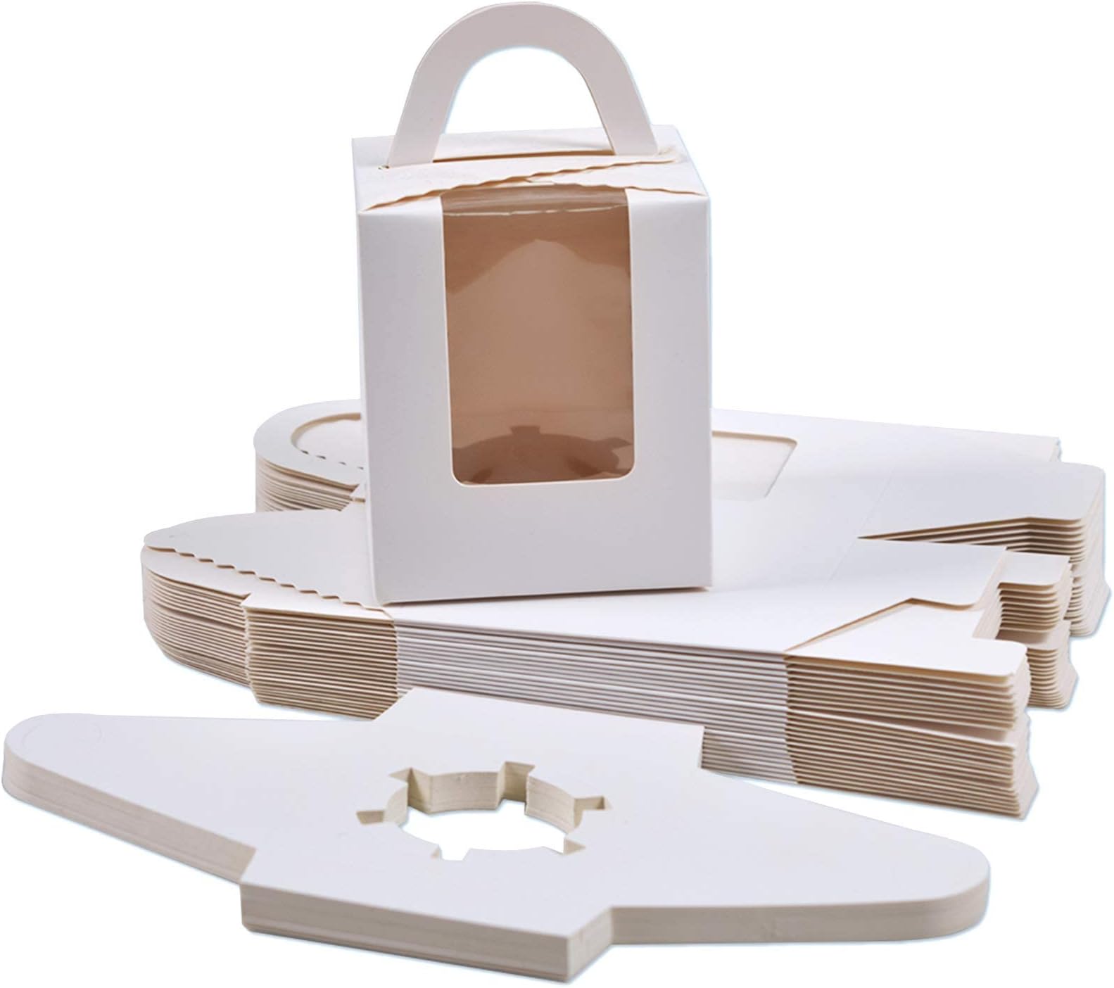 50 Pieces Single Cupcake Boxes, Cake Boxes with Window, Cupcake Carrier ...