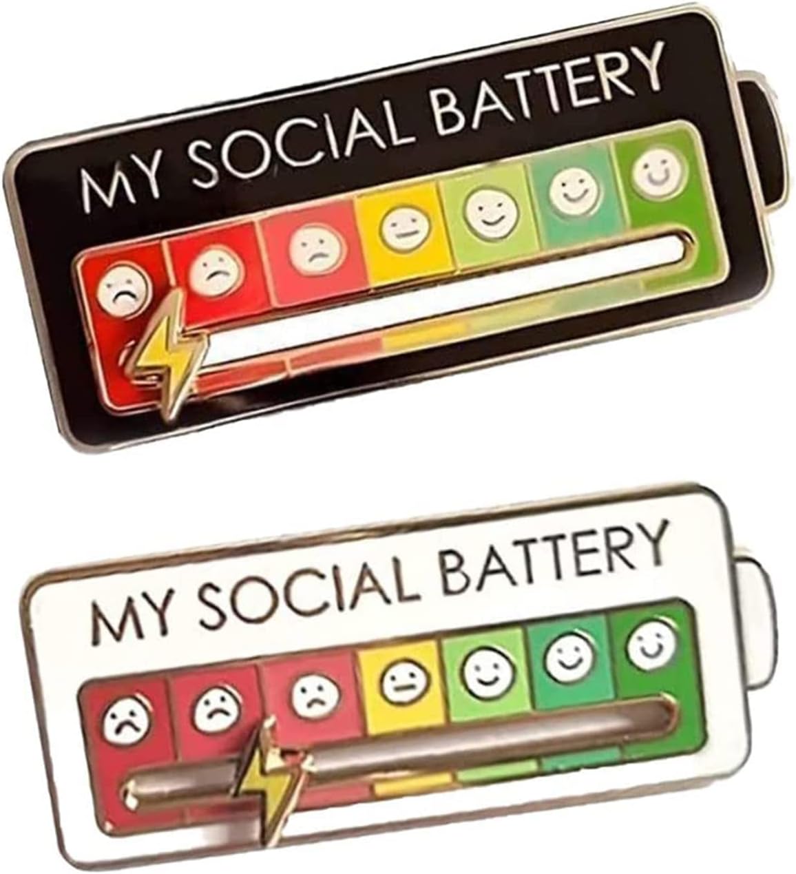 2 Pcs Interactive Mood Pins, Funny Social Mood Brooch Pin for 7 Days ...