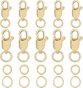 Amazon.com: Beebeecraft 1 Box 6Pcs 2 Size Lobster Clasps 18K Gold ...