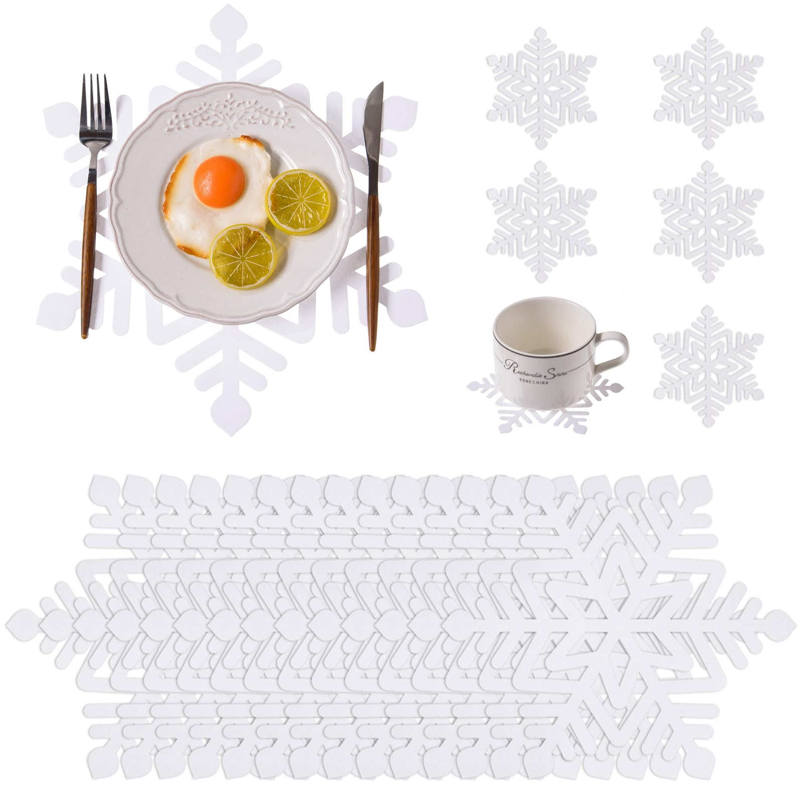 Amazon.com: MixTeach 200 Pcs Snowflake Paper Placemat Set Disposable ...