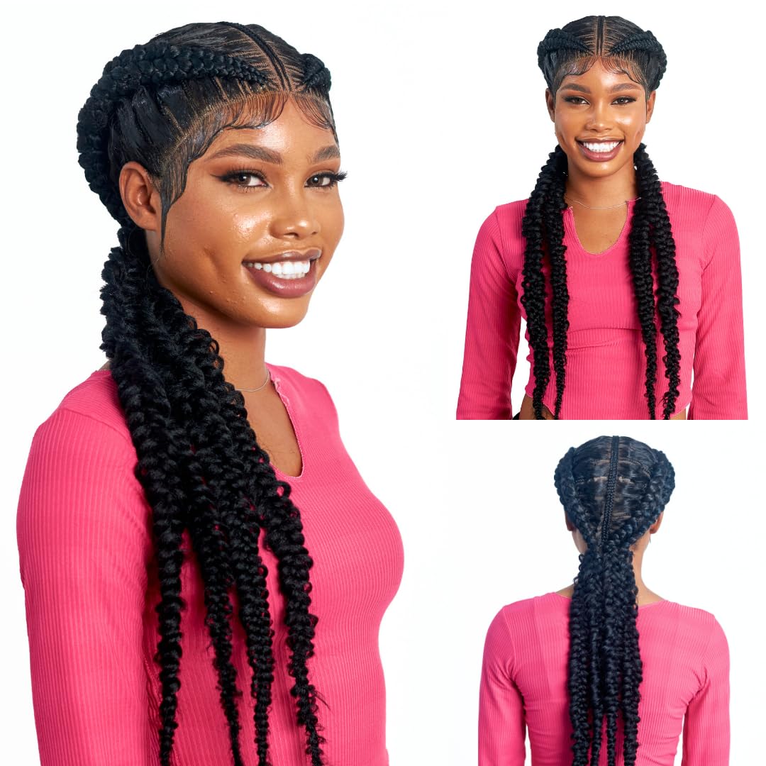 32" Full 360 HD Transparent Lace Front Dutch Braided cornrow Wig with ...