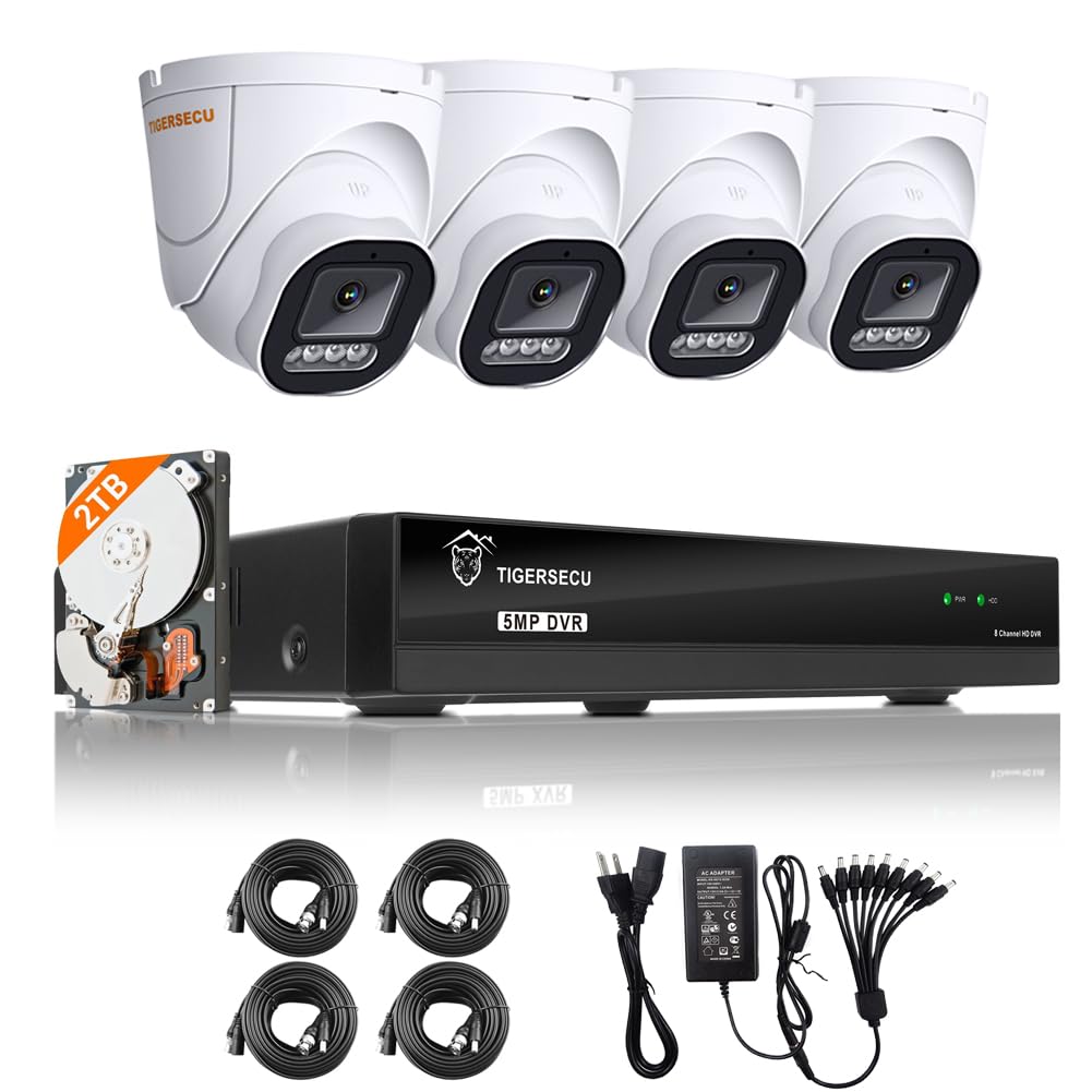 Amazon.com : TIGERSECU 5MP 8-Channel 4 Dome Cameras DVR Security Bundle ...