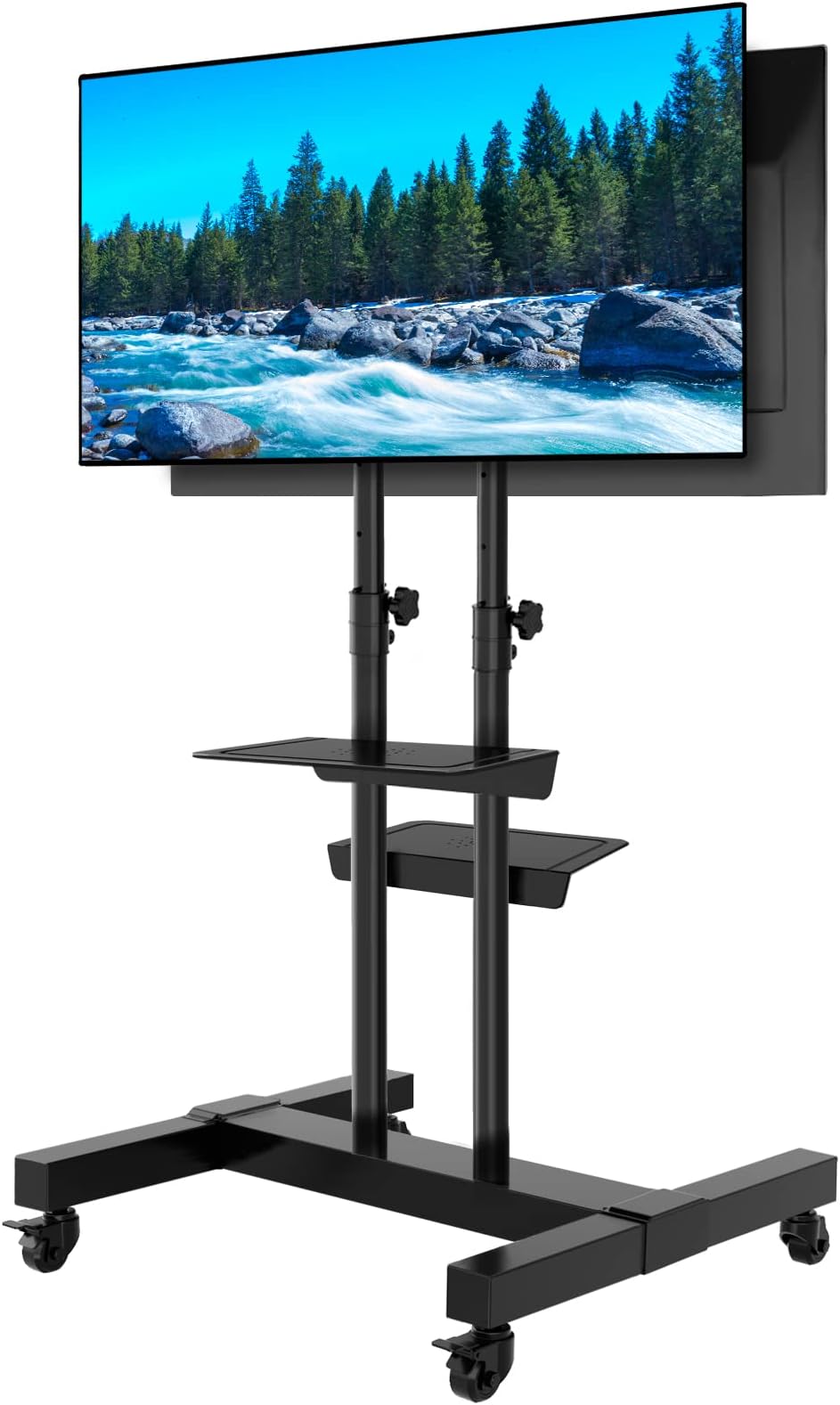 Amazon.com: Mobile Dual TV Stand,Rolling TV Cart for 2 TVs with Table ...
