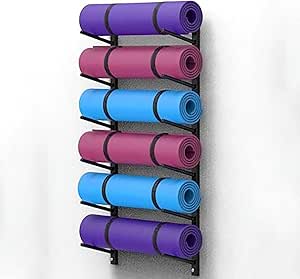 Amazon.com: LGEOELIAS Wall Mounted Yoga Mat Rack, Metal Yoga Mat Holder ...
