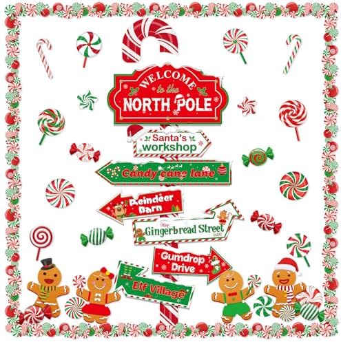 Amazon.com: Moinchore 53 Pcs Christmas Bulletin Board Set Christmas ...