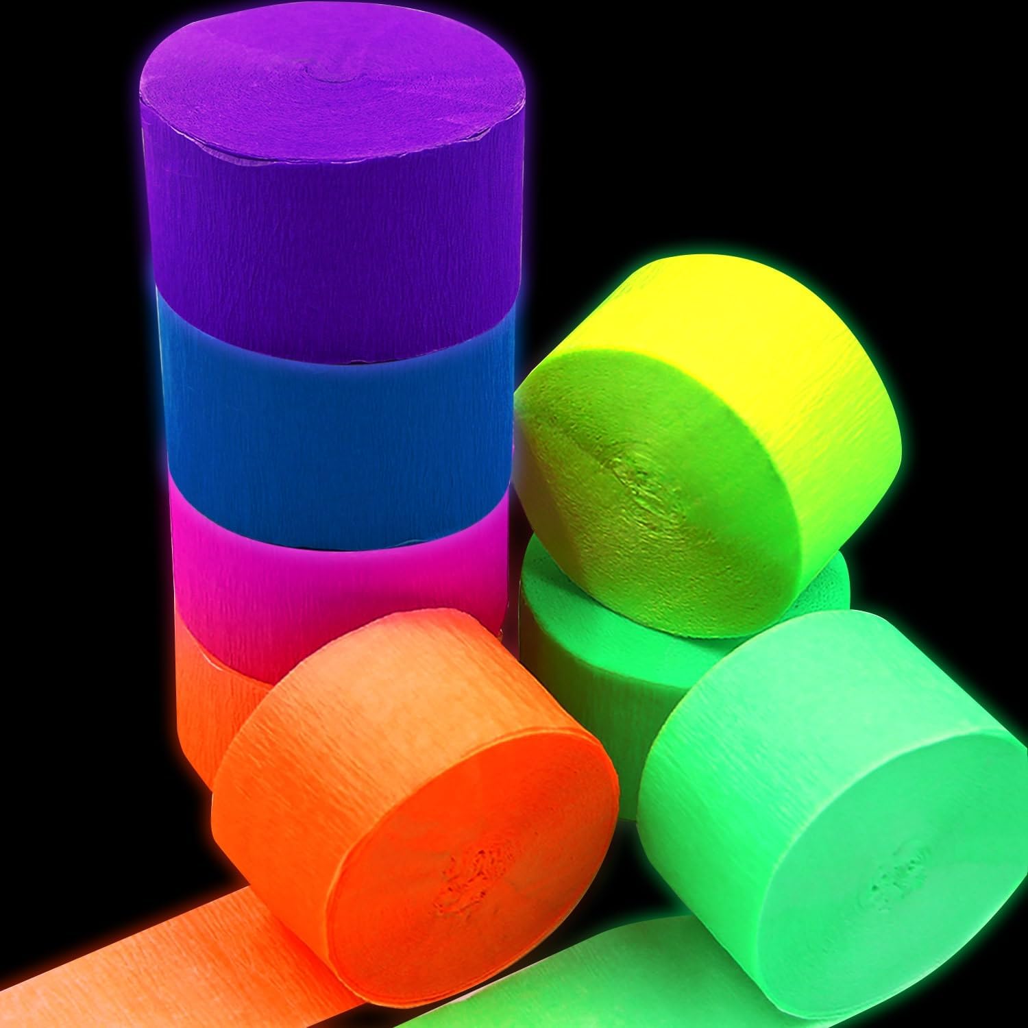 Amazon.com: 6 Rolls Blacklight Streamers UV Glow Party Neon Streamer ...