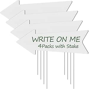 Amazon.com : Directional Arrow Signs with Stakes, Remiawy 4 Pack Blank ...
