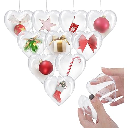 NGOKPYD 10 PCS Clear Fillable Empty Heart-Shaped Baubles for DIY ...