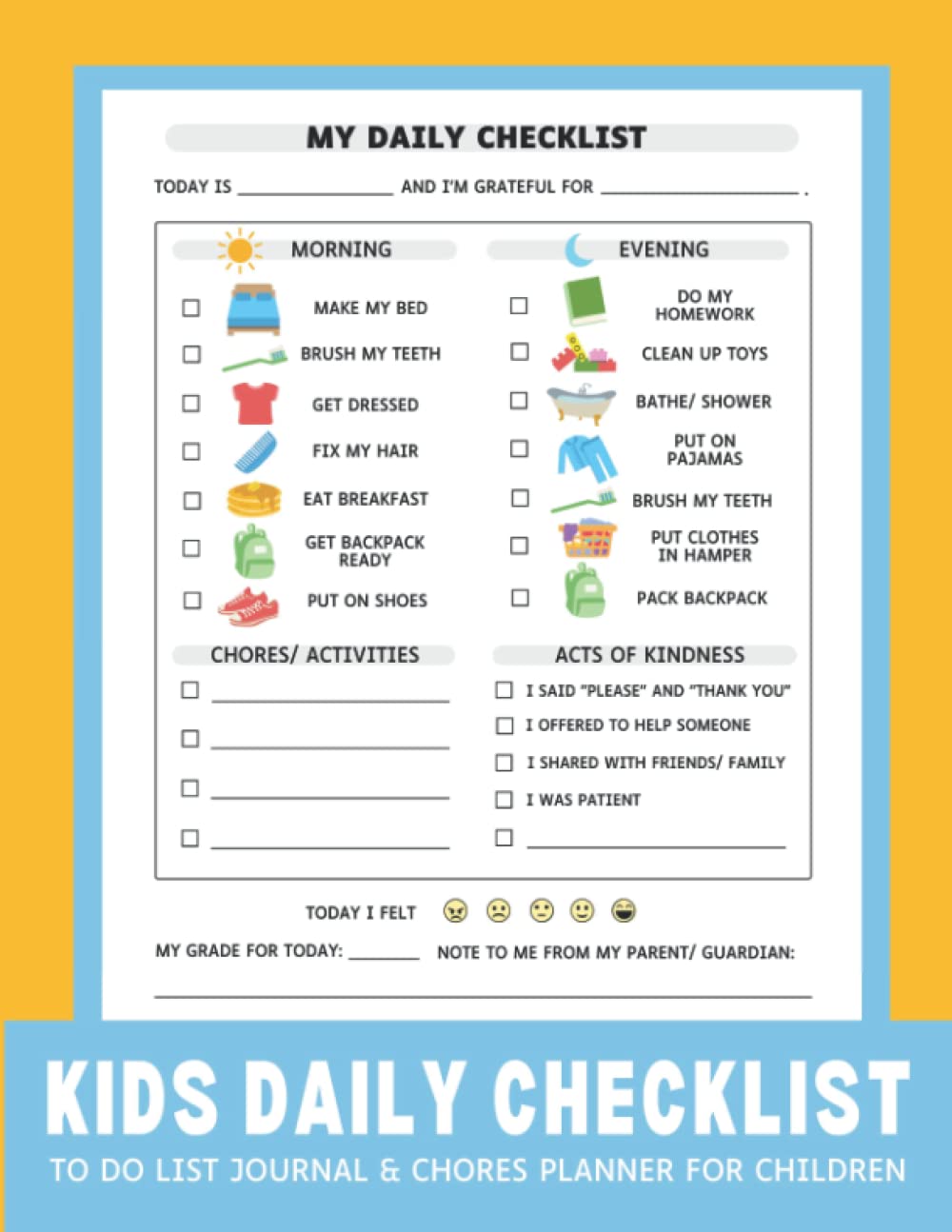 Kids Daily Checklist: To Do List Journal & Chores Planner for Children ...