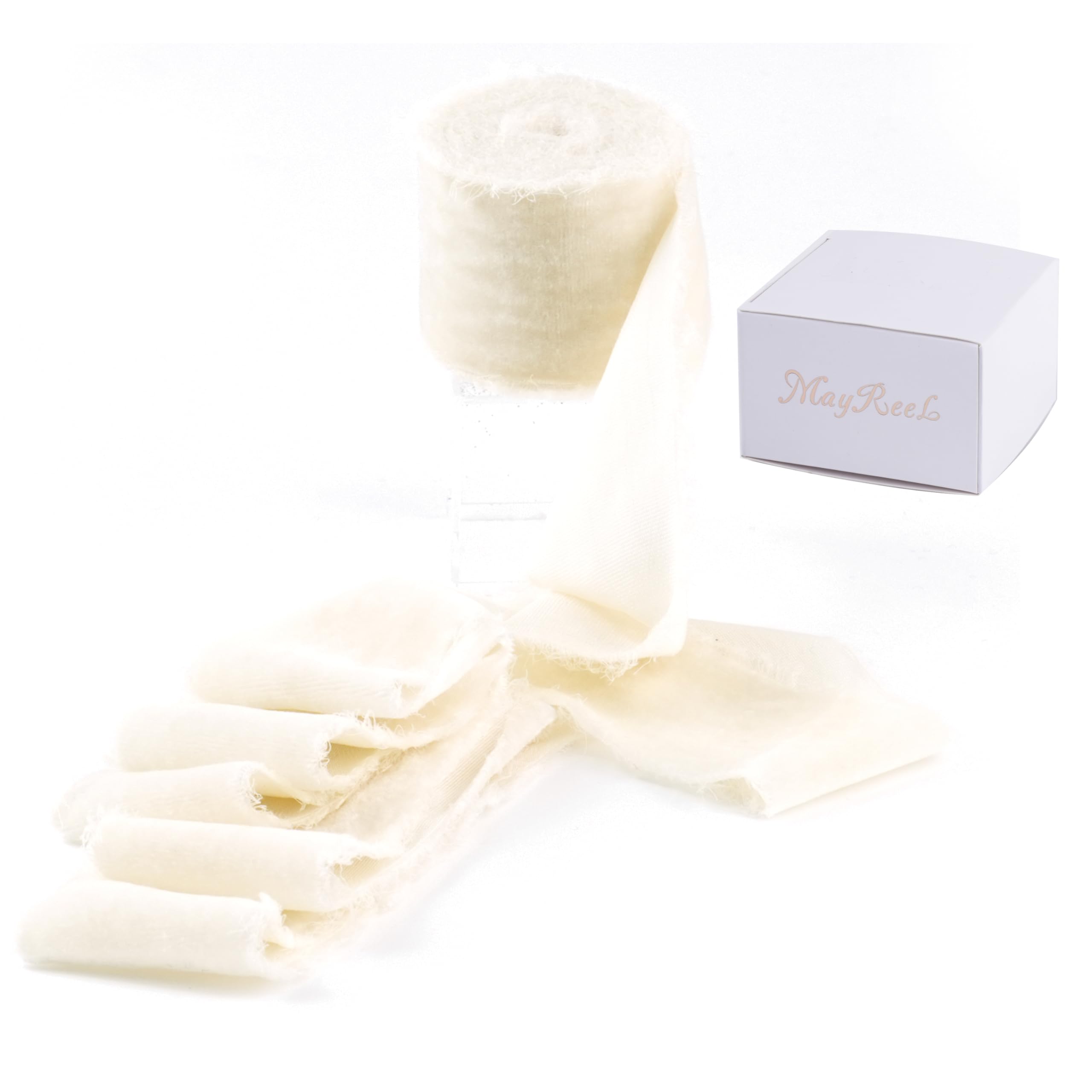 Amazon.com: MAYREEL Ivory Velvet Ribbon 2 Inch x 3 Yards Frayed Edge ...